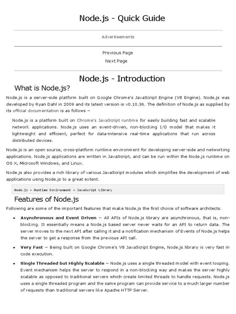Node JS | PDF | Java Script | Hypertext Transfer Protocol Node JS | PDF | Java Script | Hypertext Transfer Protocol