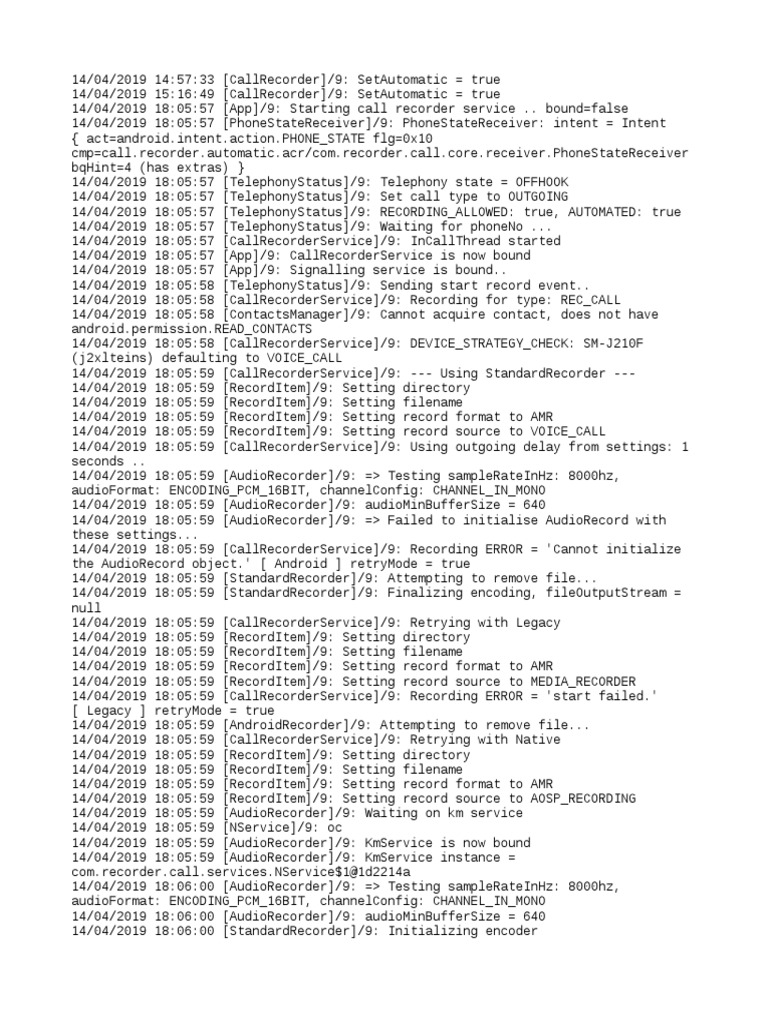 CallRecord Log | Download Free PDF | Filename | Digital Technology