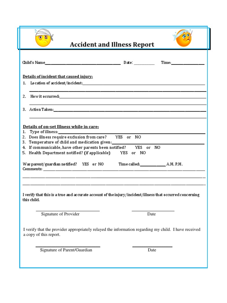 Child Accident and Illness Report | PDF | Finance & Money Management