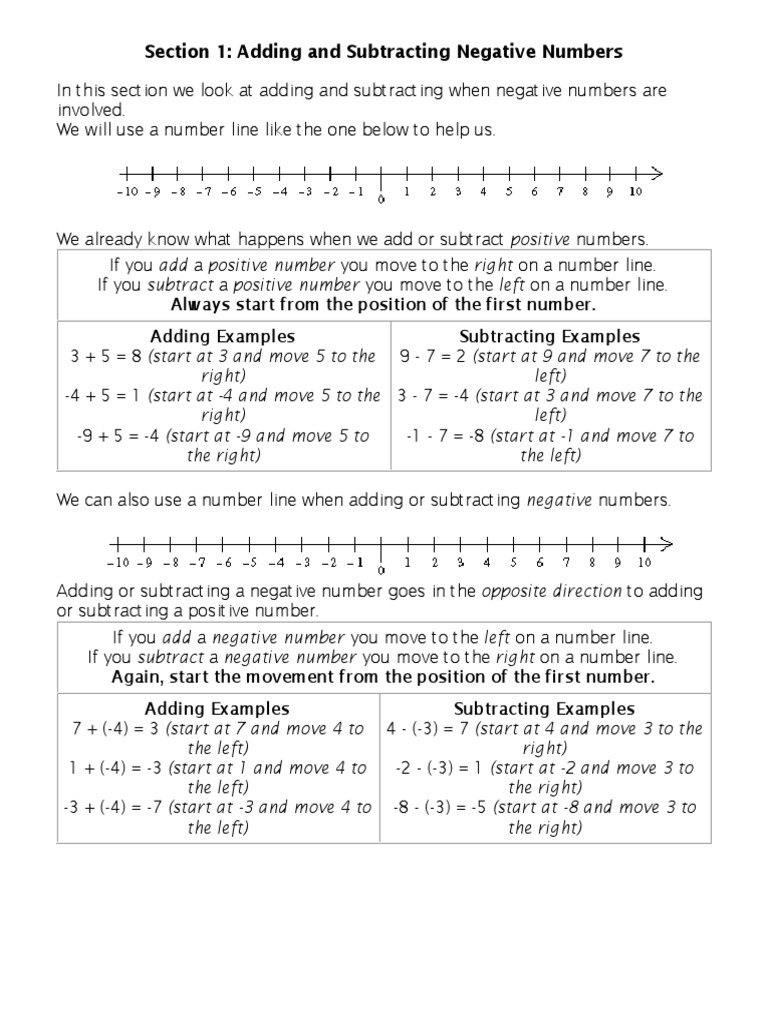 Negative Numbers | PDF | Multiplication | Teaching Mathematics