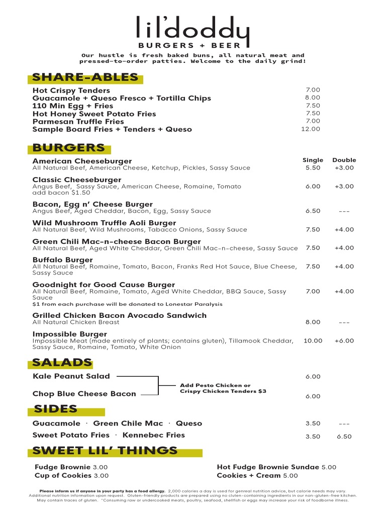 Lil'doddy's Menu | PDF | Hamburgers | Western Cuisine