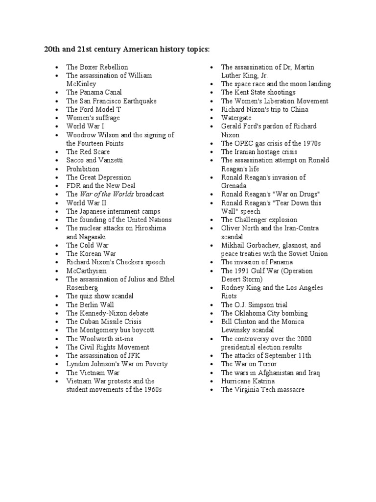 20th and 21st Century American History Topics | PDF | Ronald Reagan ...