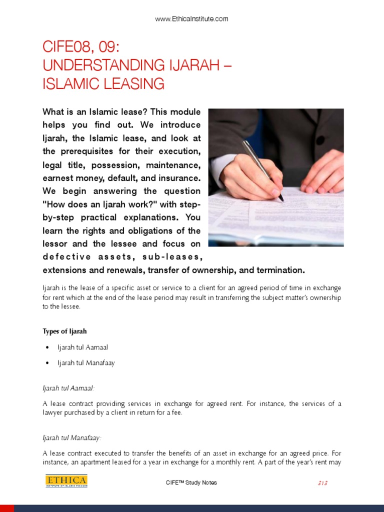 Cife08-09 Understanding Ijarah-Islamic Leasing PDF | PDF | Lease ...
