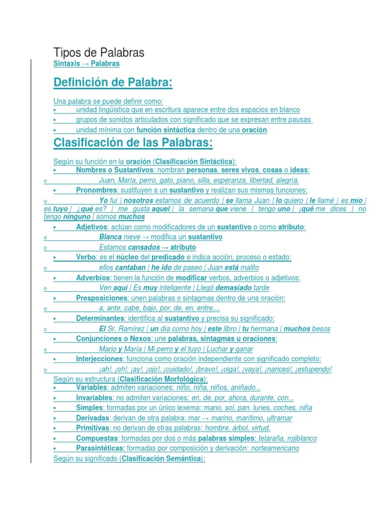 Tipos de Palabras | PDF | Adverbio | Palabra