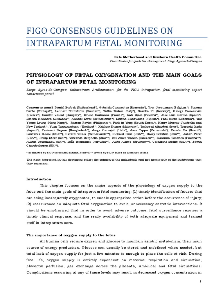 FIGO Consensus Guidelines on Physiology of Fetal Oxygenation and Goals ...