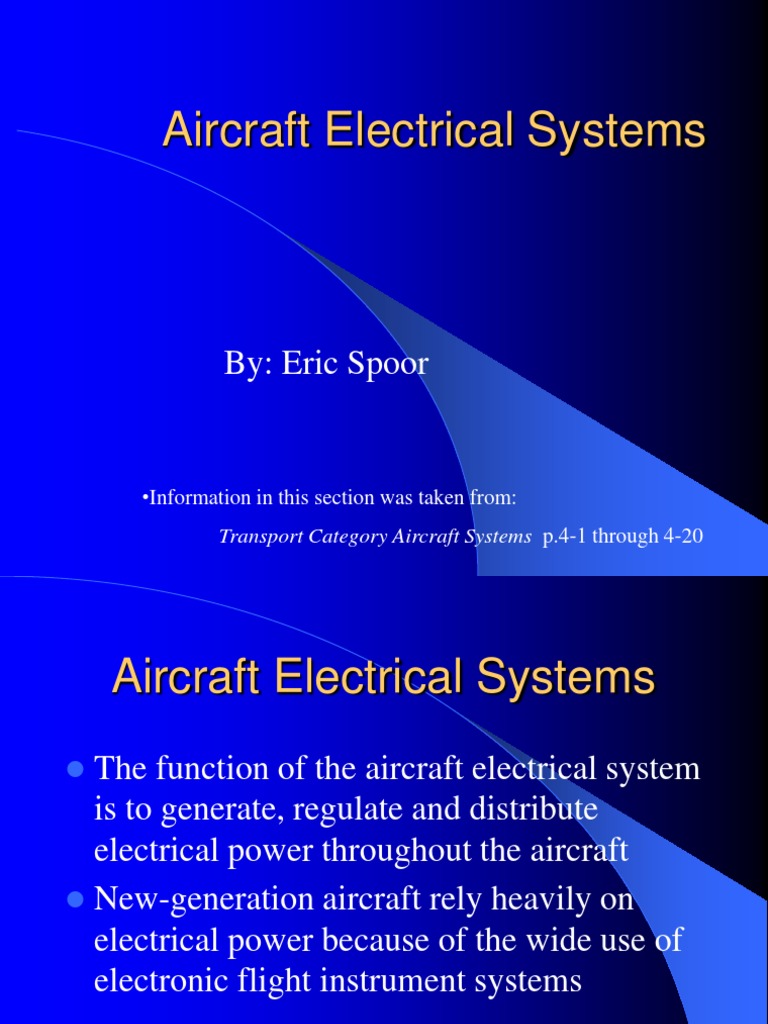 Overview of Aircraft Electrical Systems | PDF | Electric Generator ...