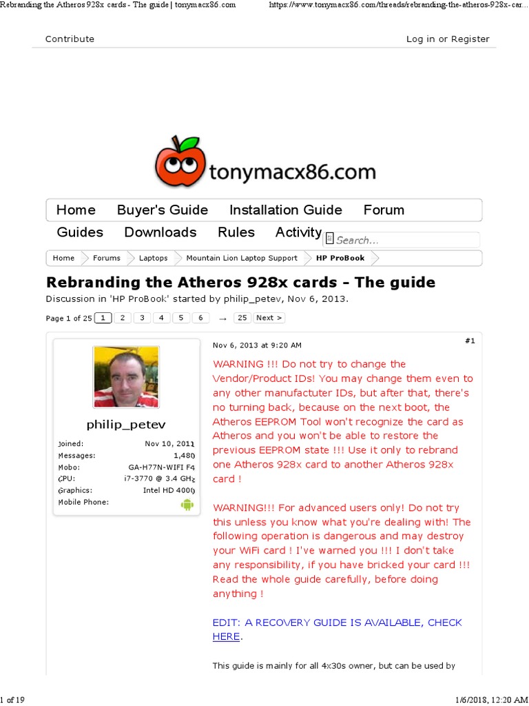 Rebranding The Atheros 928x Cards - The Guide | PDF | Booting | Windows 7