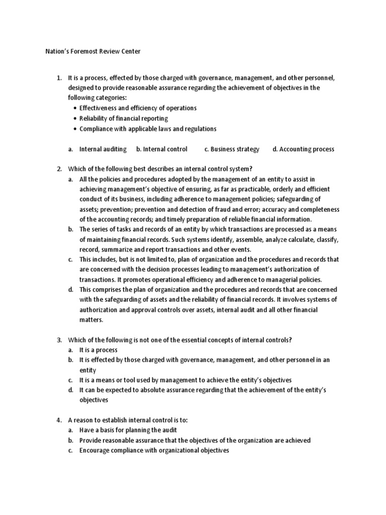 Internal Control | PDF | Internal Control | Financial Audit