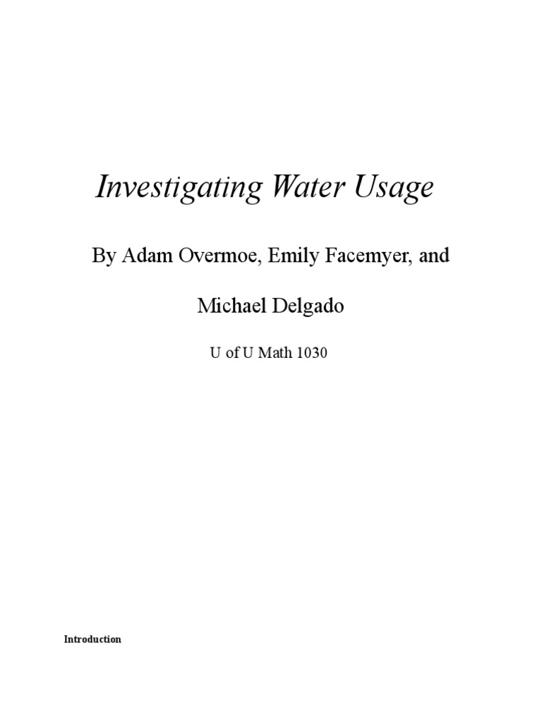 Math Project 1030 | PDF | Drinking Water | Water And The Environment