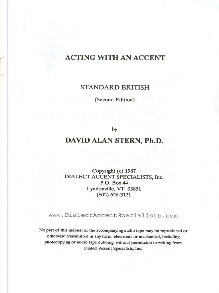 David Alan Stern - Acting With A Standard British Accent - 00 - Booklet ...