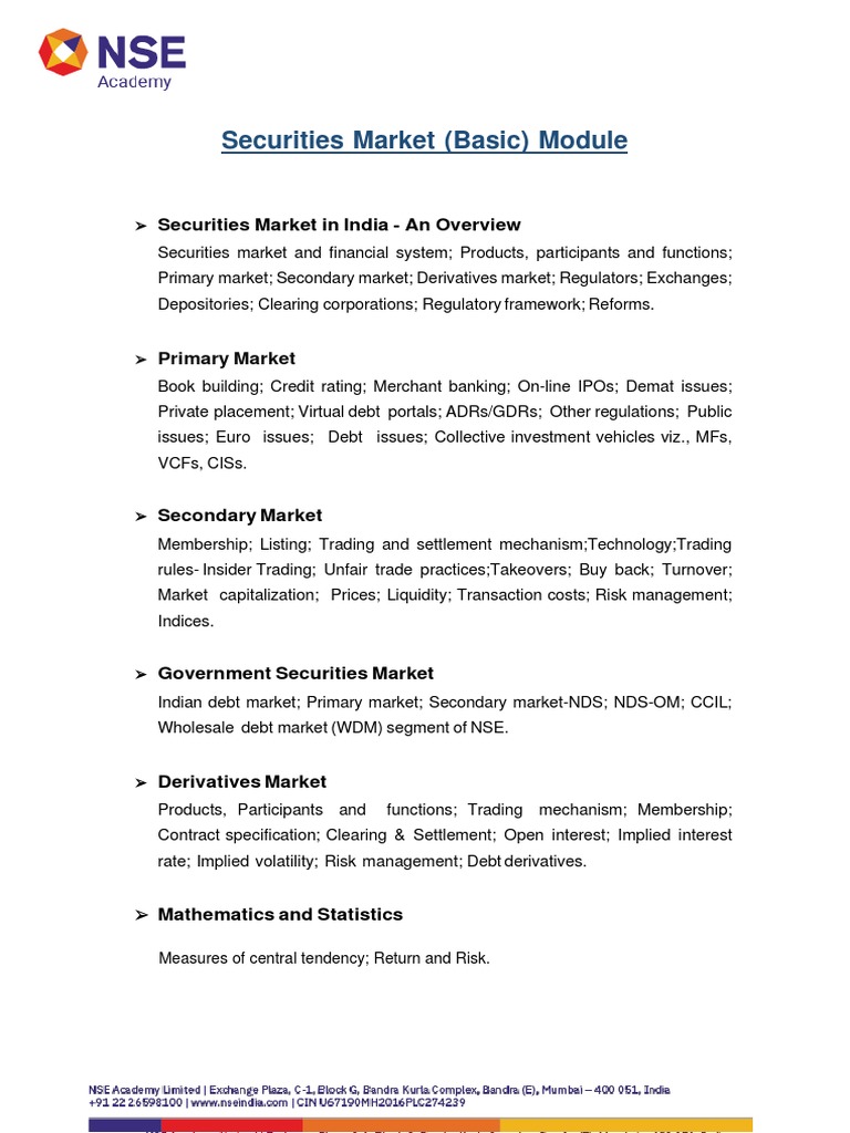 Securities Market (Basic) Module | PDF