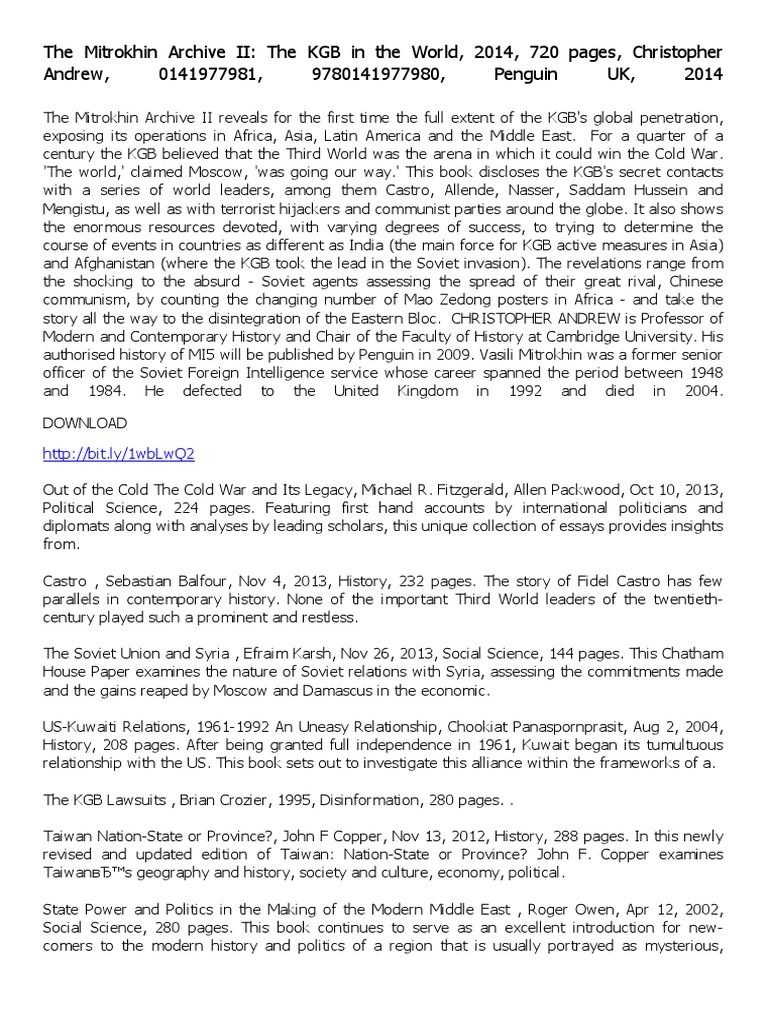 The Mitrokhin Archive II The KGB in The World | PDF