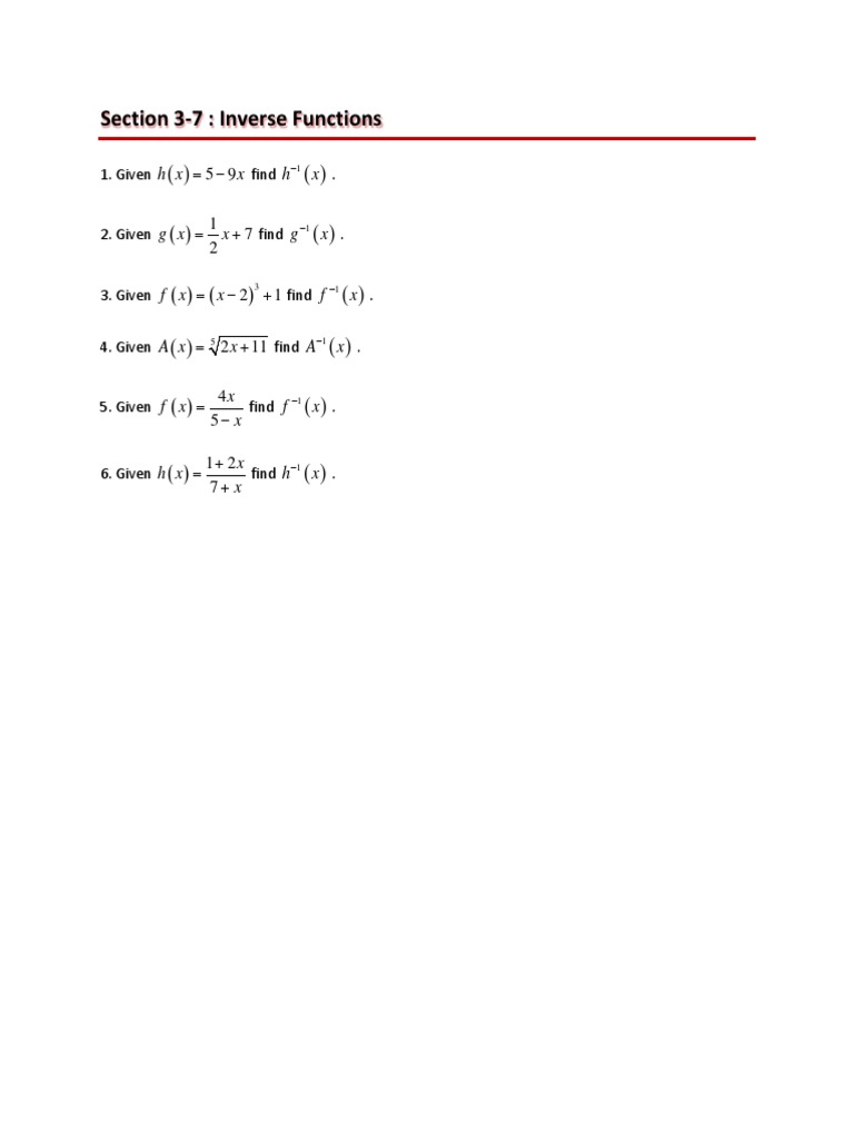 Inverse Functions: Step-by-Step Solutions | PDF | Teaching Mathematics ...