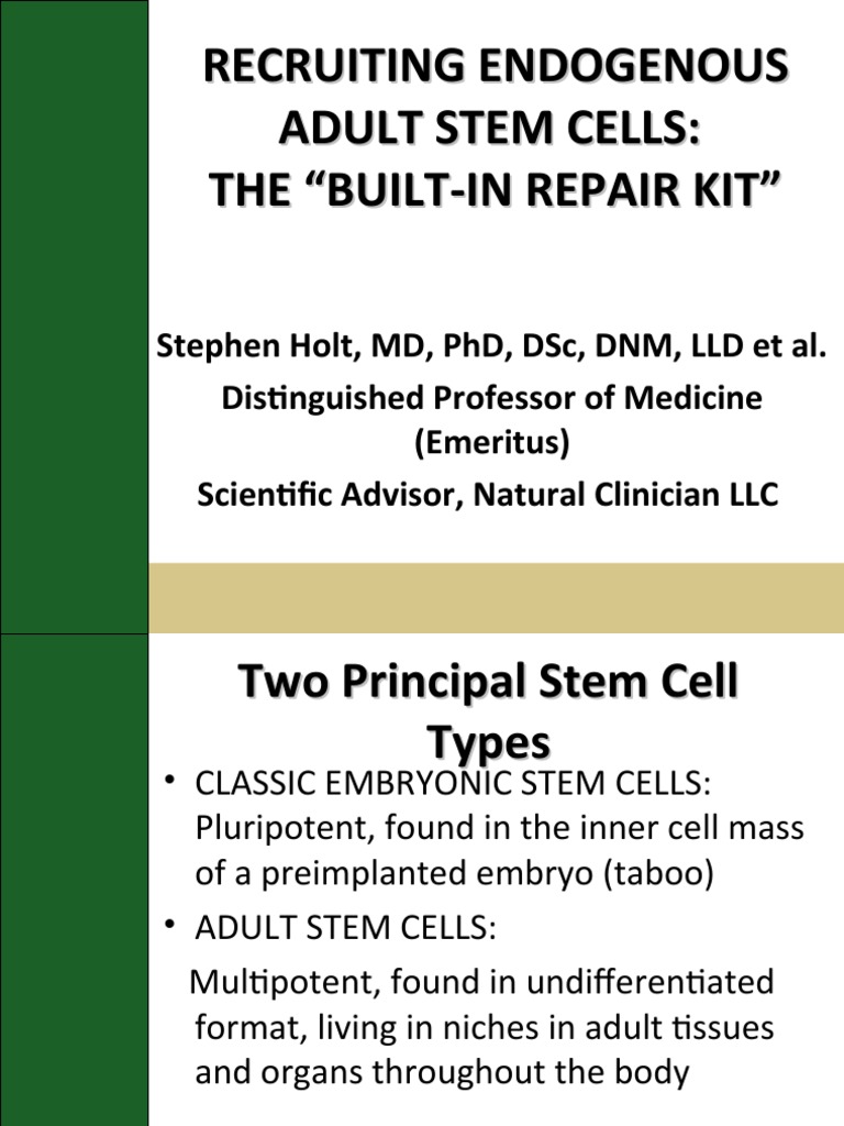 Endogenous Adult Stem Cell Recruitment | PDF | Reproduction | Stem Cell