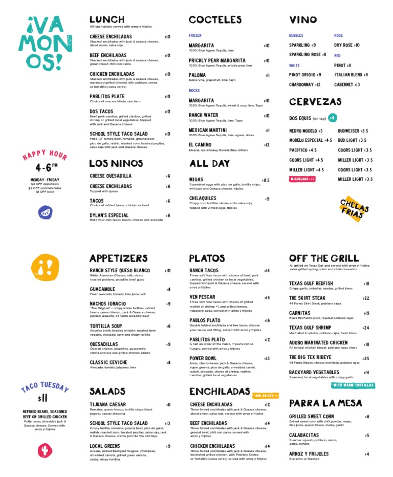Vamonos Menu | PDF | Taco | North American Cuisine