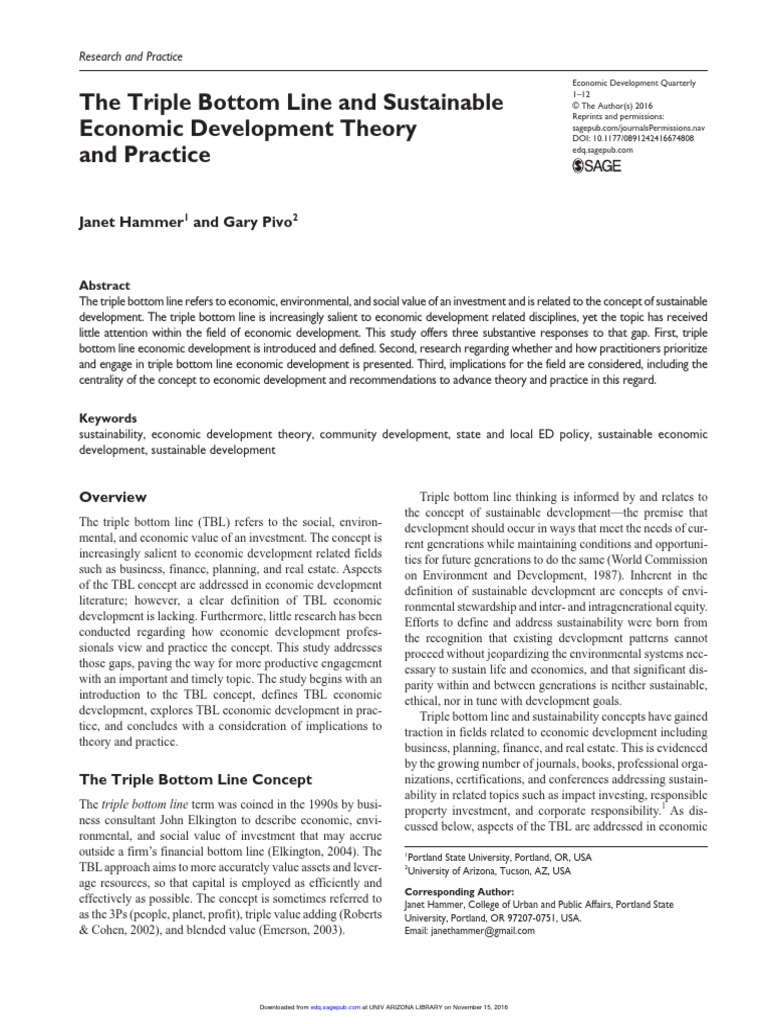 The Triple Bottom Line & Sustainable Economic Development | PDF ...