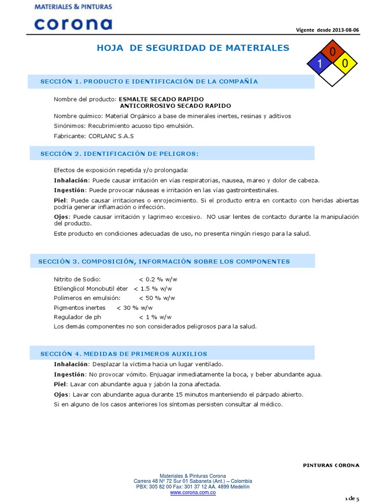 Hoja MSDS Legía Sapolio | PDF | Residuos | Carbón