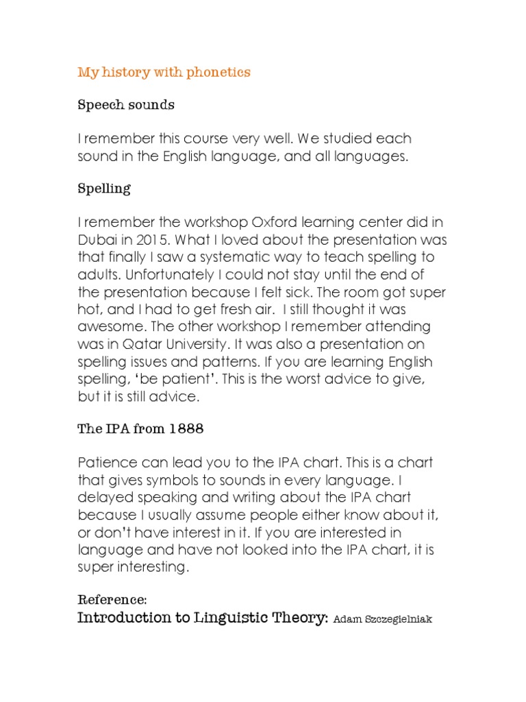 My History With Phonetics | PDF