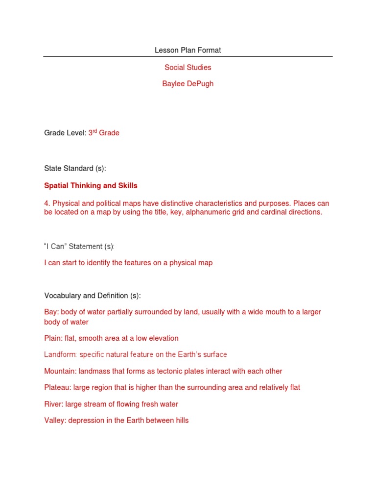 Physical Maps Lesson Plan | Download Free PDF | Map | Valley