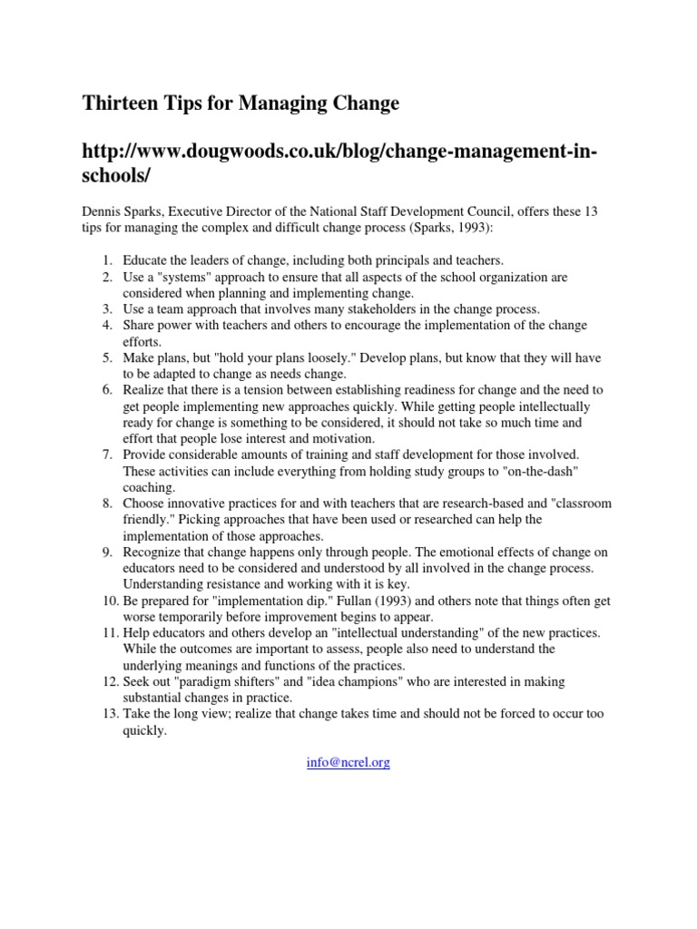 13 Steps Managing Change PDF | Download Free PDF | Motivation ...