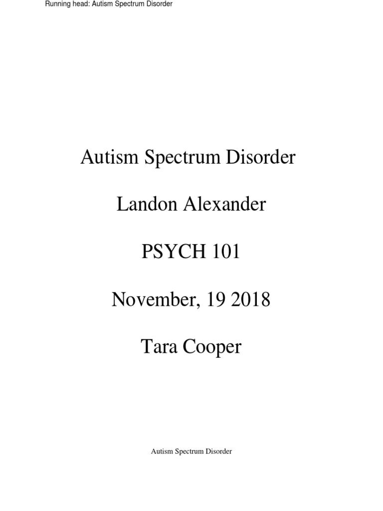 Landon Alexander | PDF | Autism Spectrum | Spectrum Disorder