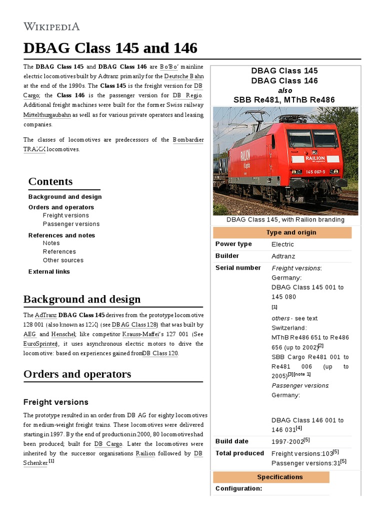 DBAG Class 145 and 146 | PDF | Rail Infrastructure | Land Transport