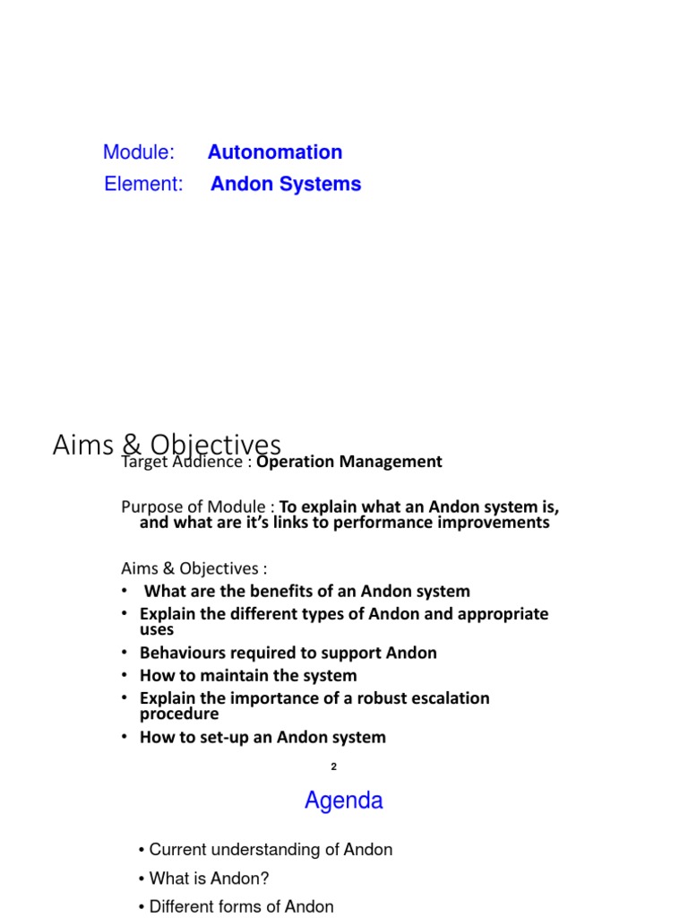 Module: Autonomation Element: Andon Systems | Download Free PDF | Business