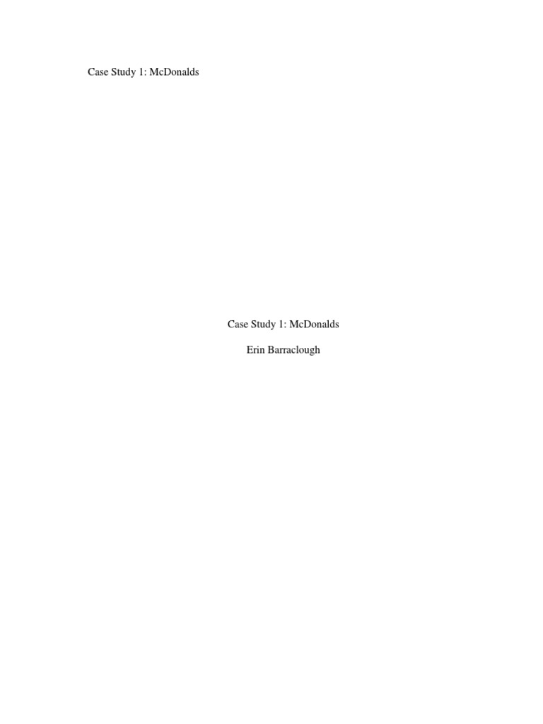 Case Study 1: Mcdonalds | PDF | Fast Food | Menu