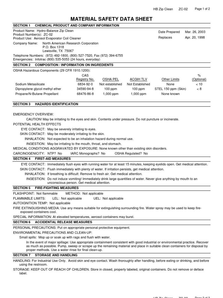 Hydro-Balance Zip Clean | PDF | Water | Chemistry