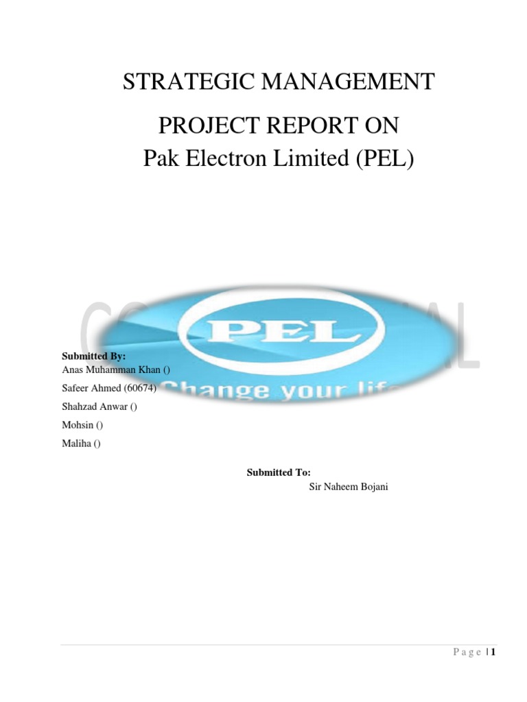 Strategic Management Project Report On Pak Electron Limited (PEL ...