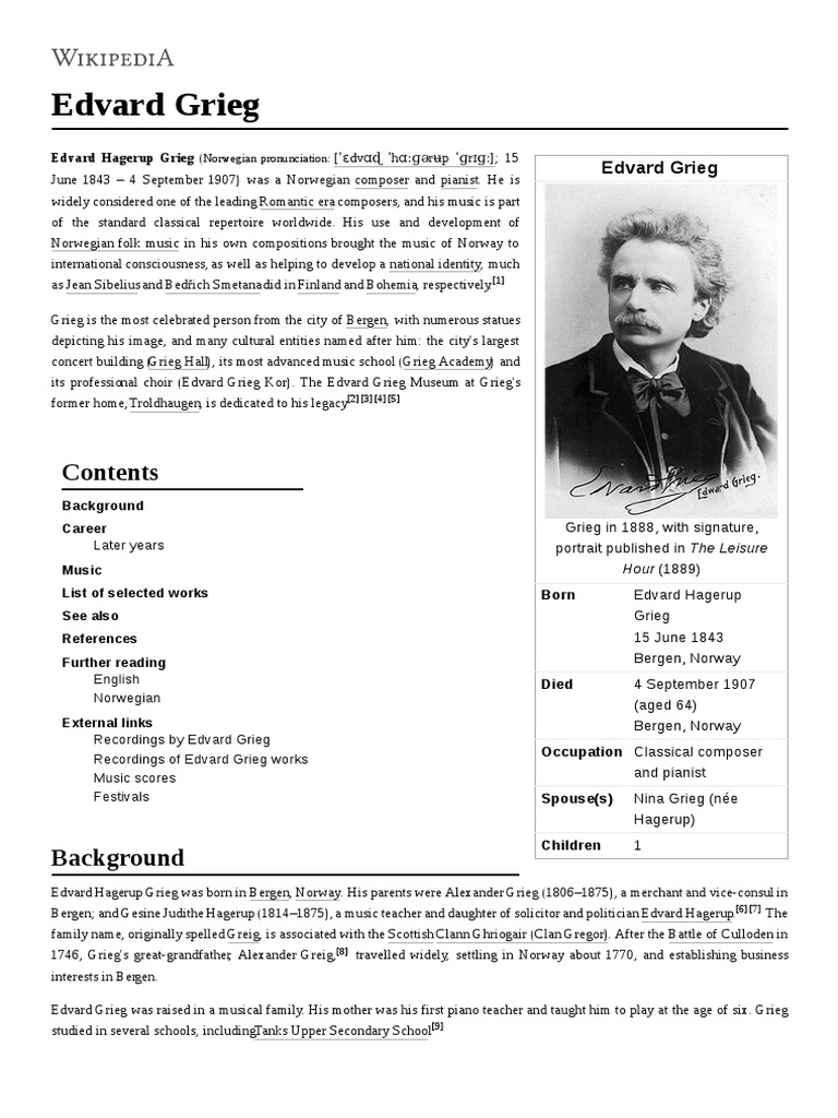 Grieg | PDF | Classical Music | Leisure
