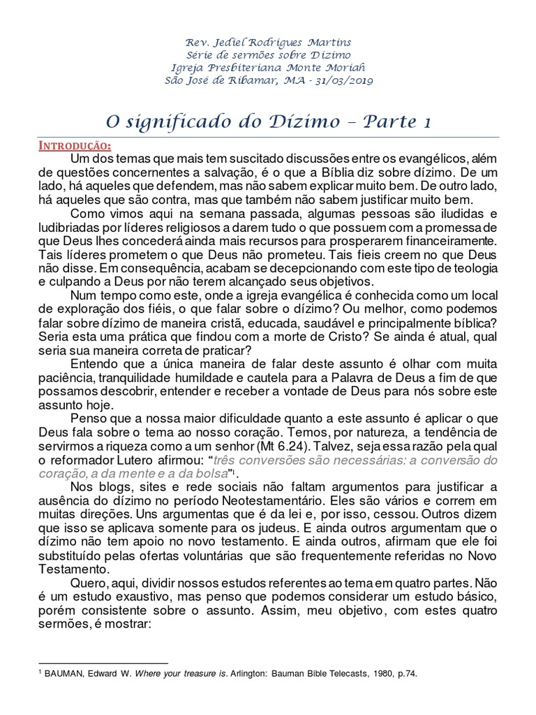 O Significado Do Dízimo - Parte 1 | PDF | Dízimo | Abraão