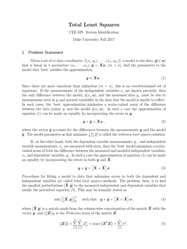 Total Least Squares | PDF | Ordinary Least Squares | Linear Subspace