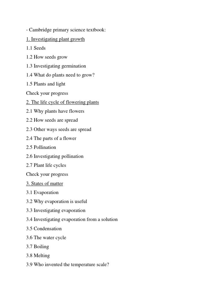 Primary Science & Health Curriculum | PDF | Plants | Water