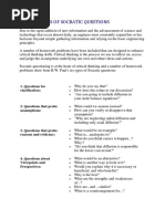 Six Types of Socratic Questions | PDF | Critical Thinking | Question