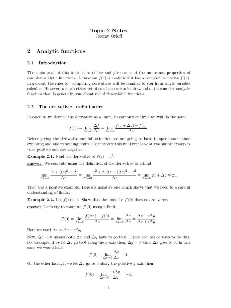 Topic 2 Notes: Jeremy Orloff | PDF | Derivative | Sine