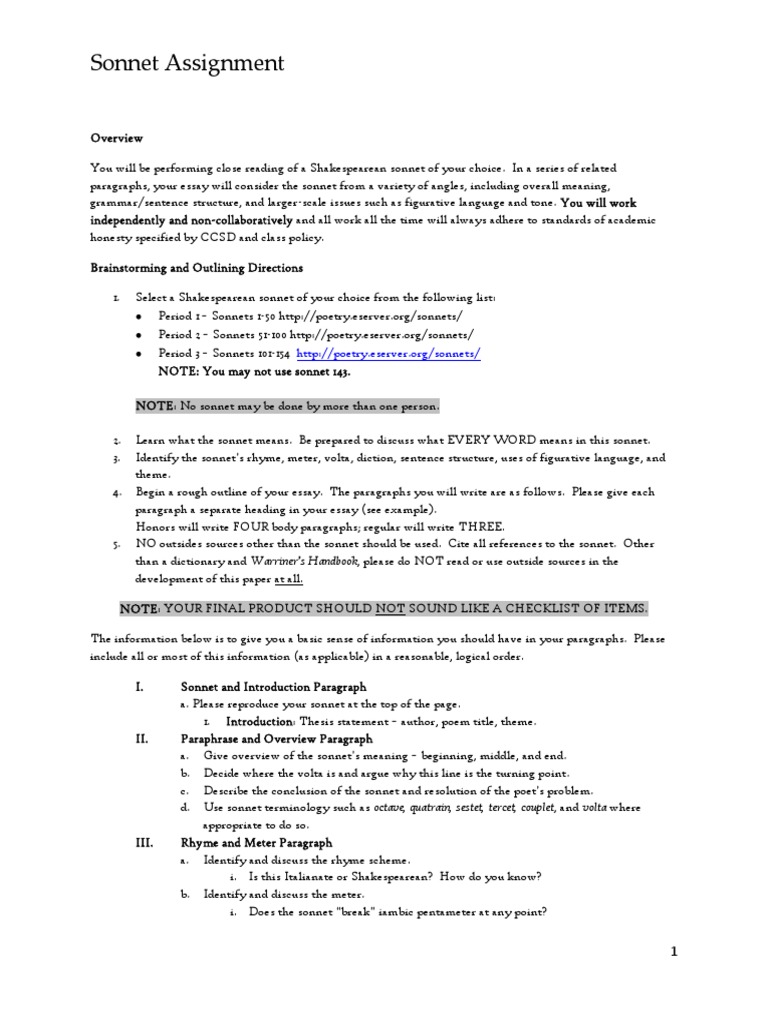 Shakespearean Sonnet Analysis PDF | PDF | Sonnets | Poetry