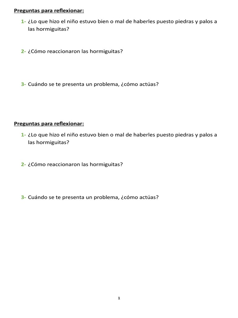 Preguntas para Reflexionar | PDF Preguntas para Reflexionar | PDF