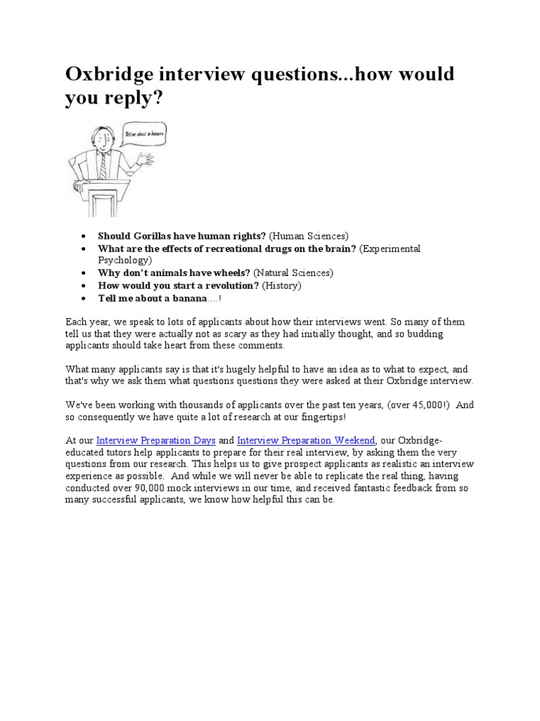Oxbridge Interview Questions... How Would You Reply?: Interview Preparation Days Interview ...