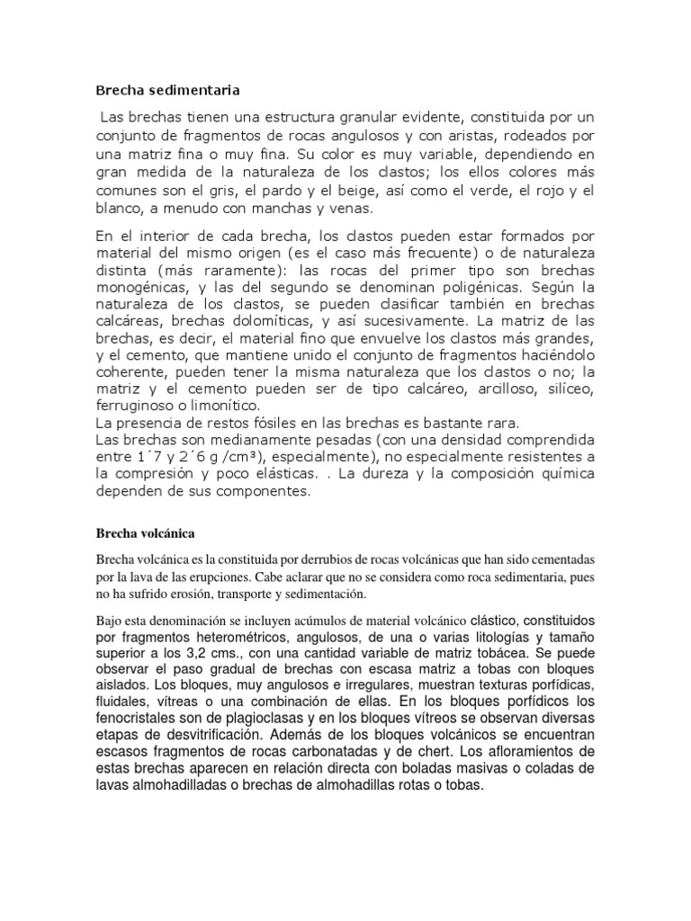 Brecha Sedimentaria | PDF | Roca sedimentaria | Roca (geología)