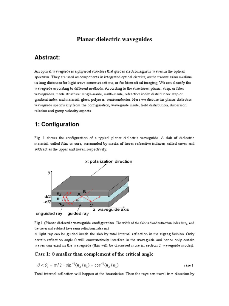 Refractive Index in Planar Waveguides | PDF | Dispersion (Optics) | Waveguide