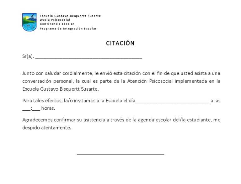 Citación Apoderado 2019 | PDF