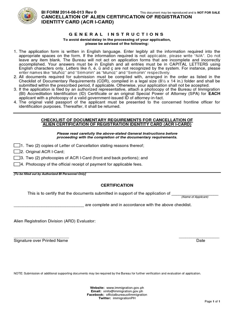 ACR I-Card Cancellation Instructions | PDF | Identity Document ...