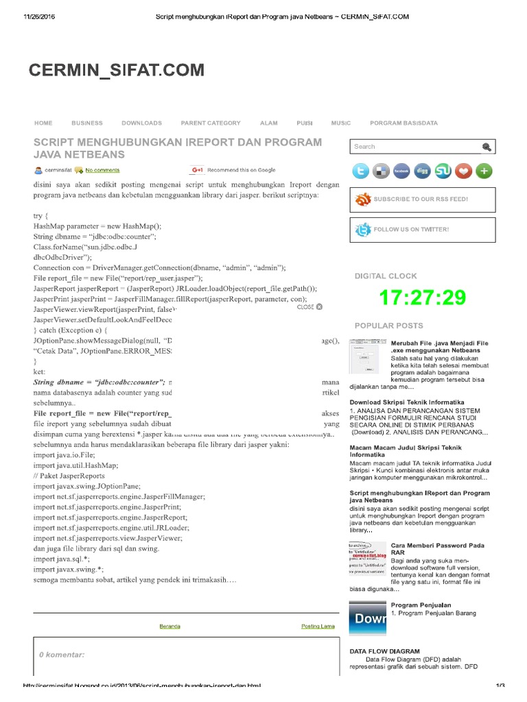 Script Menghubungkan IReport Dan Program Java Netbeans | PDF