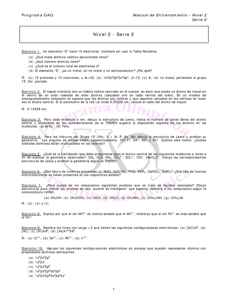 OAQ-Manual de Entrenamiento-Nivel 2-Serie 2 | PDF | Enlace químico | Enlace covalente