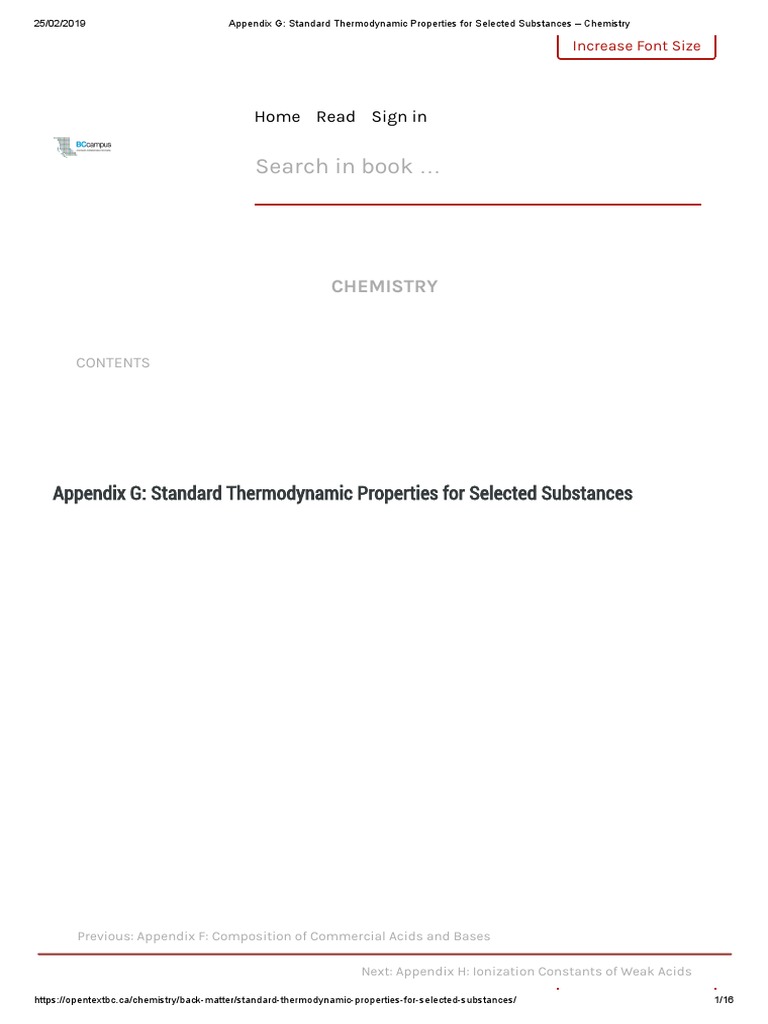Appendix G - Standard Thermodynamic Properties For Selected Substances ...
