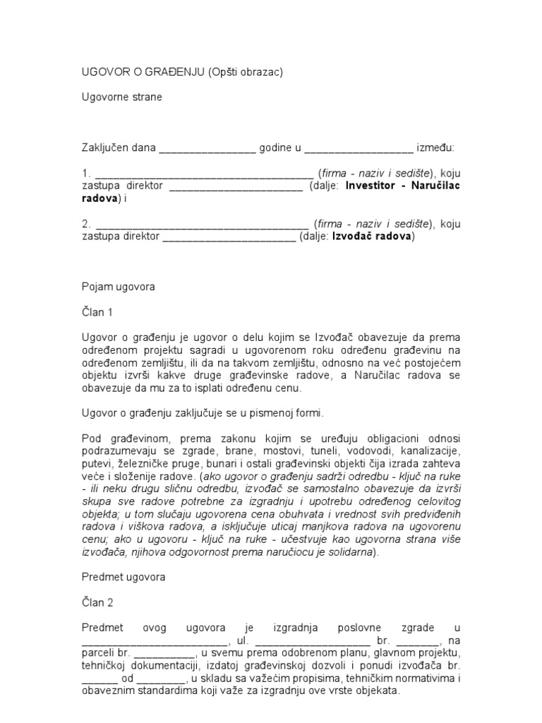 Ugovor o Gradjenju | PDF