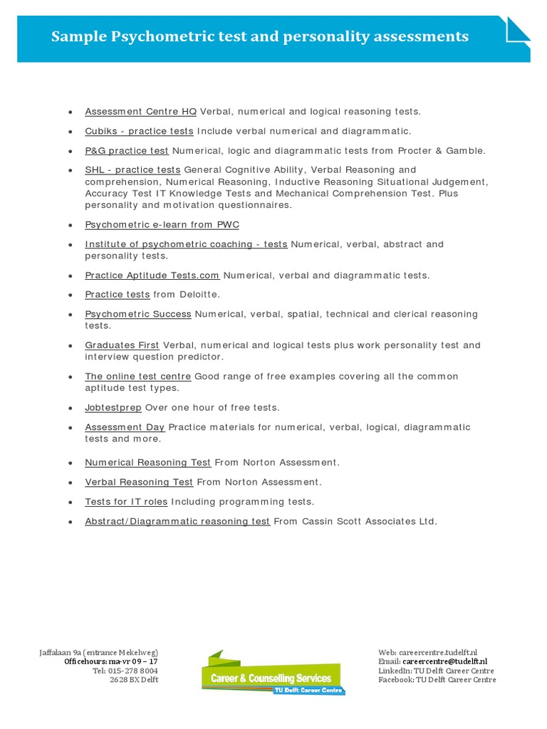 Sample Psychometric Tests and Personality Assessments (P&G) PDF | PDF ...