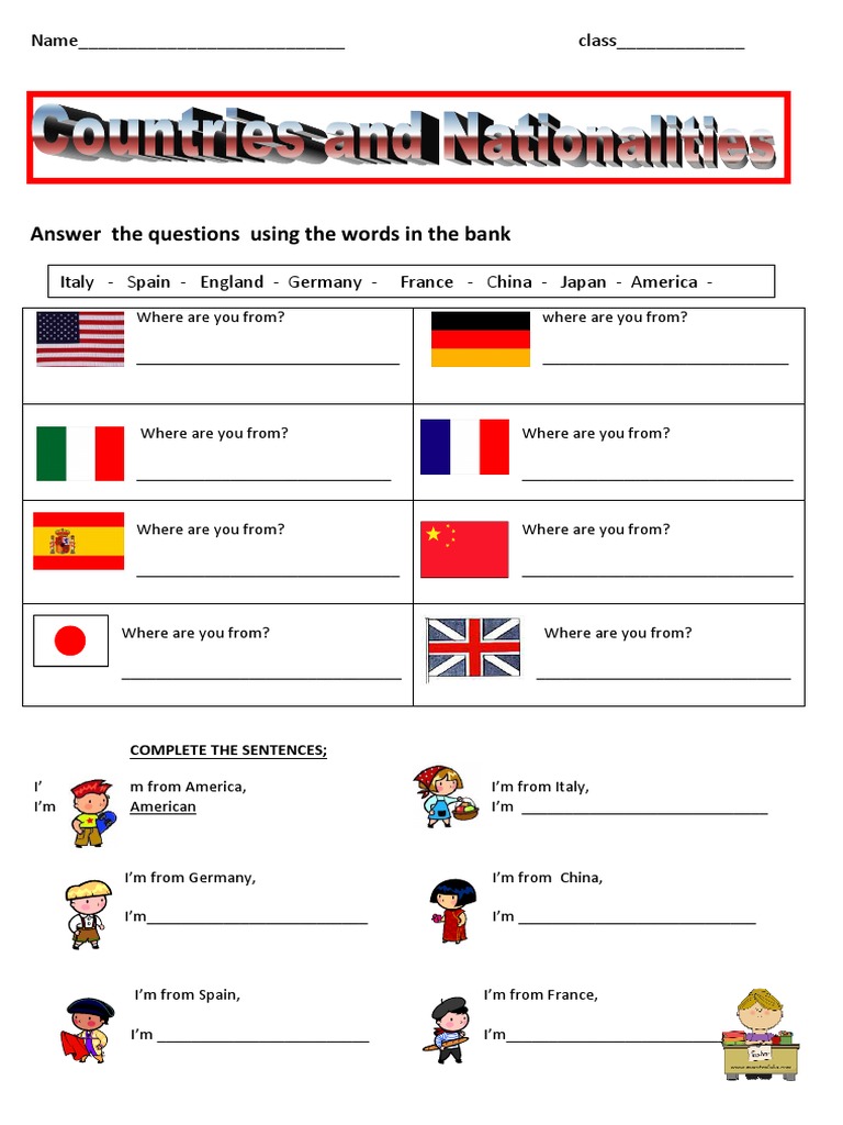 Countries and Nationality Test PDF | PDF