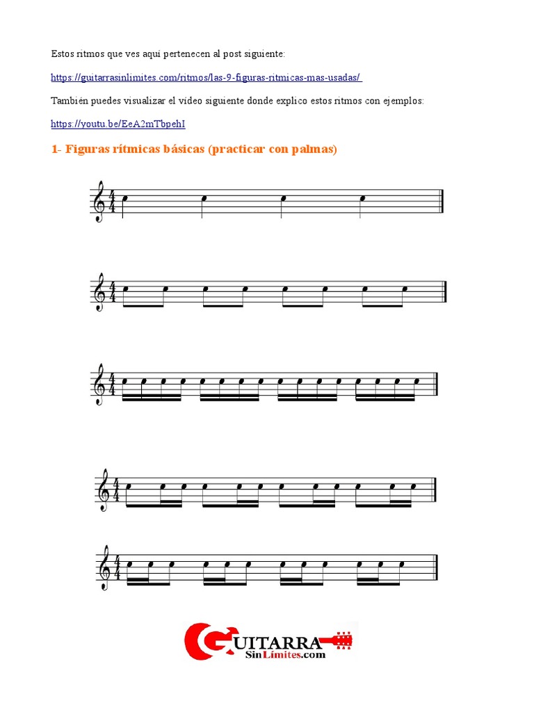9 Figuras Rítmicas Más Usadas en La Música | PDF | Acorde (Música) | Ritmo